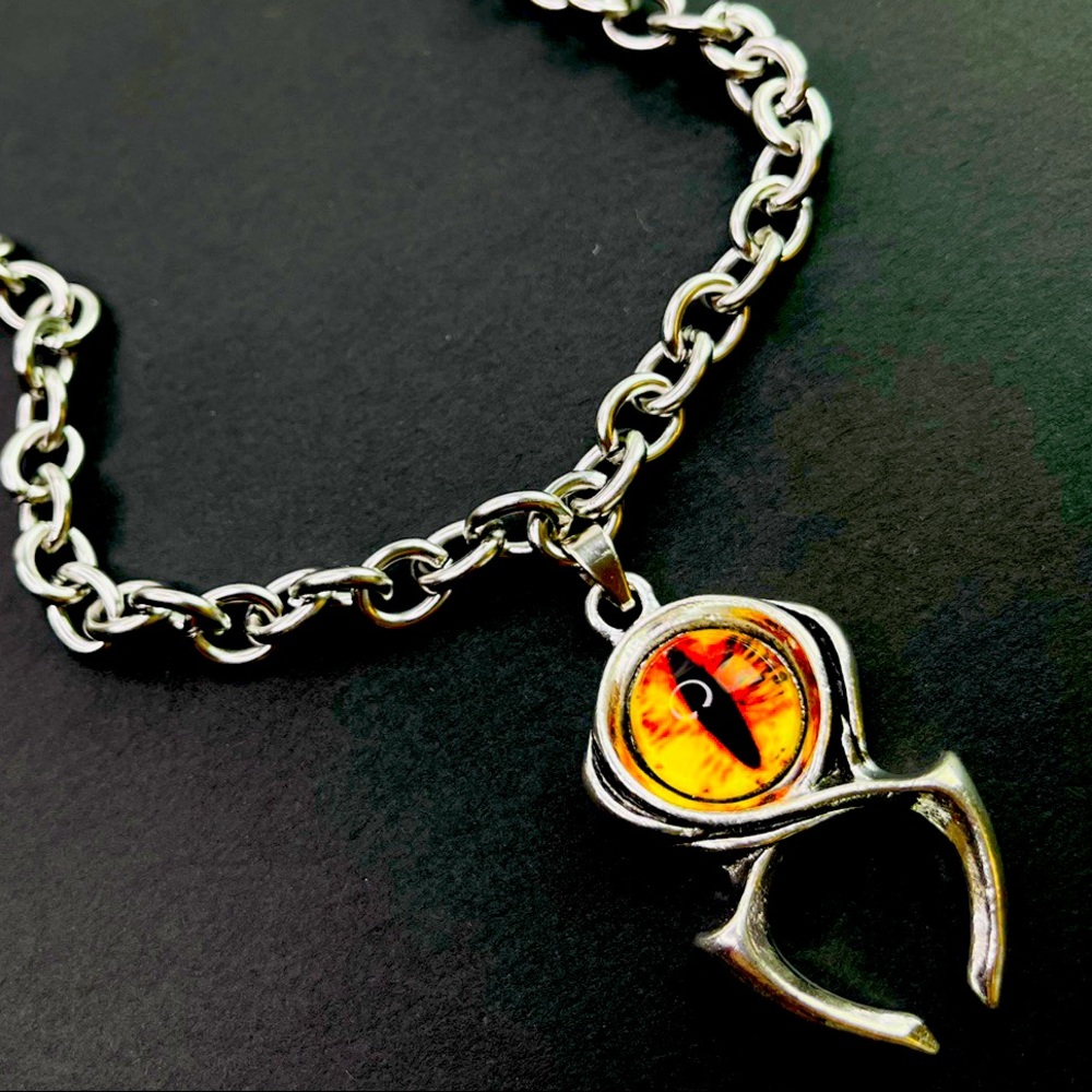 Chunky Punk Rock Devil Evil Dragon Eye Necklace - Gem